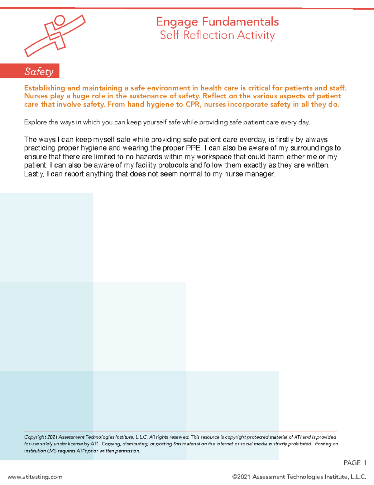 Safety Reflection-1 - ATI - atitesting ©2021 Assessment Technologies ...