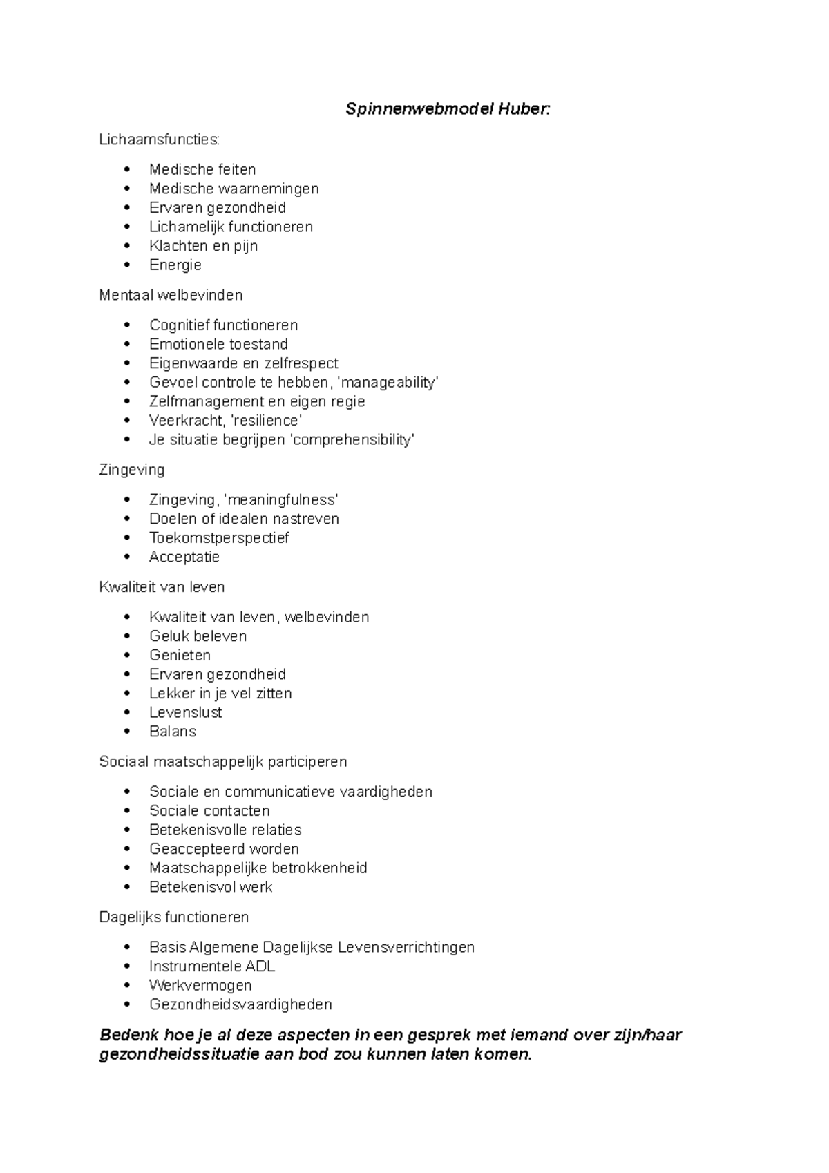 Spinnenwebmodel Huber en toepassingen gesprek - Spinnenwebmodel Huber ...