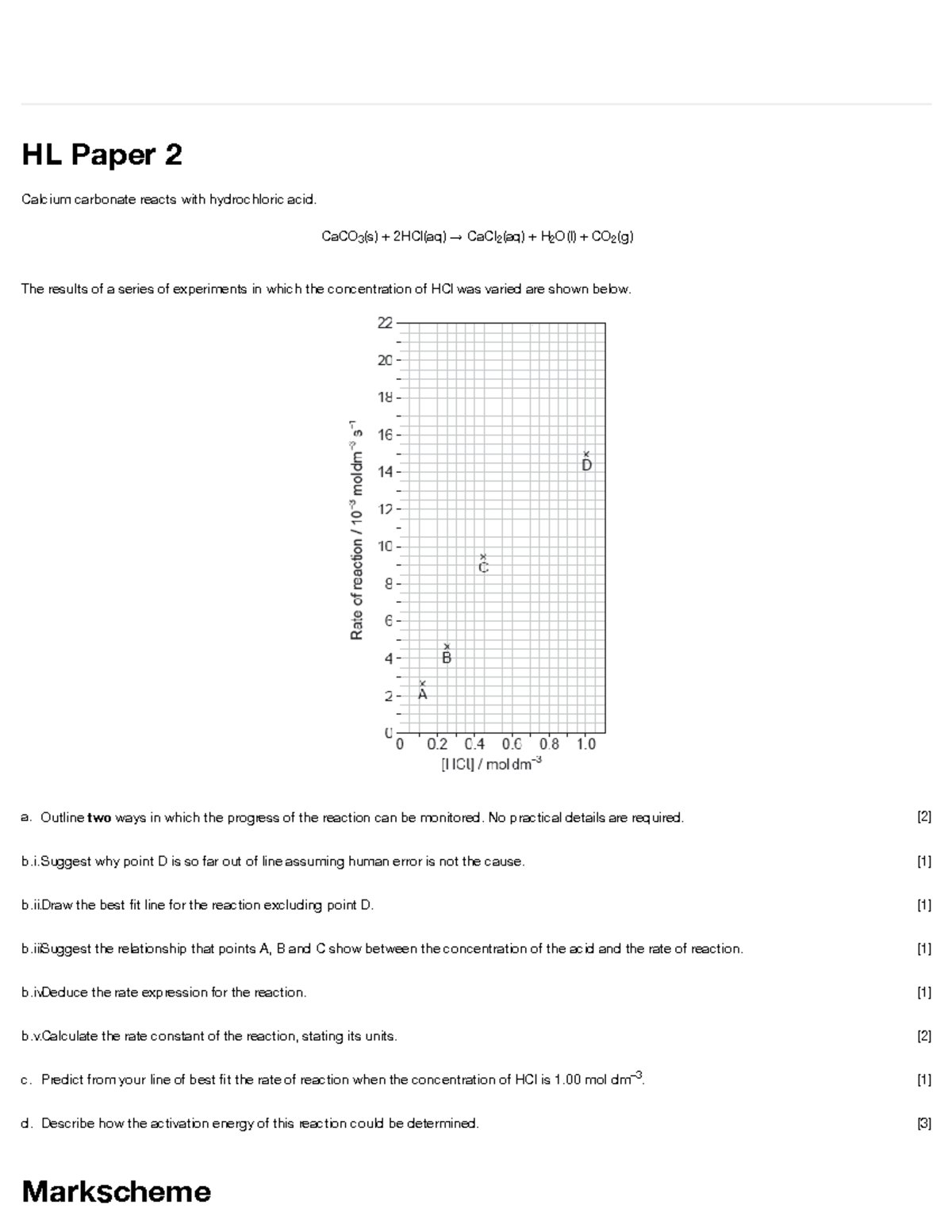 Copy of markscheme-HL-paper 2 - HL Paper 2 Markscheme Calcium carbonate ...