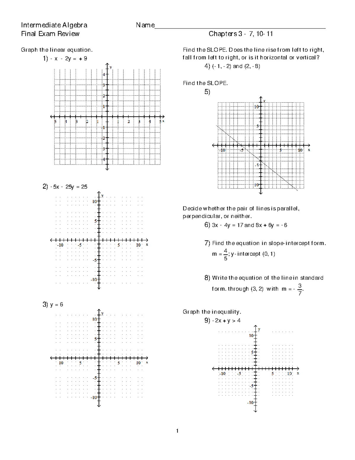 MAT1033C Departmental Exam note - Intermediate Algebra - Studocu
