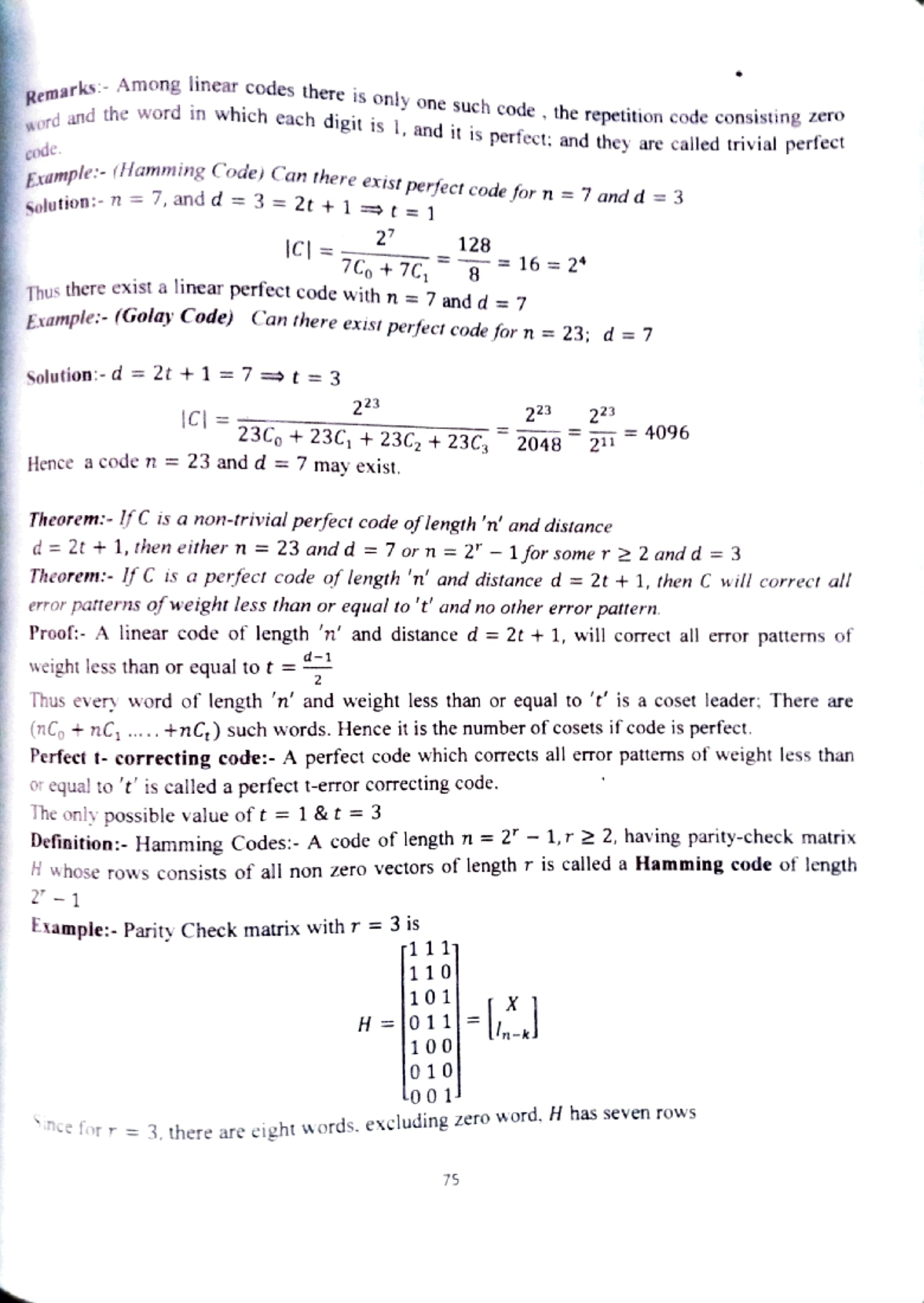 Coding theory 6 - Summary - ks: - Among linear codes there is only one ...