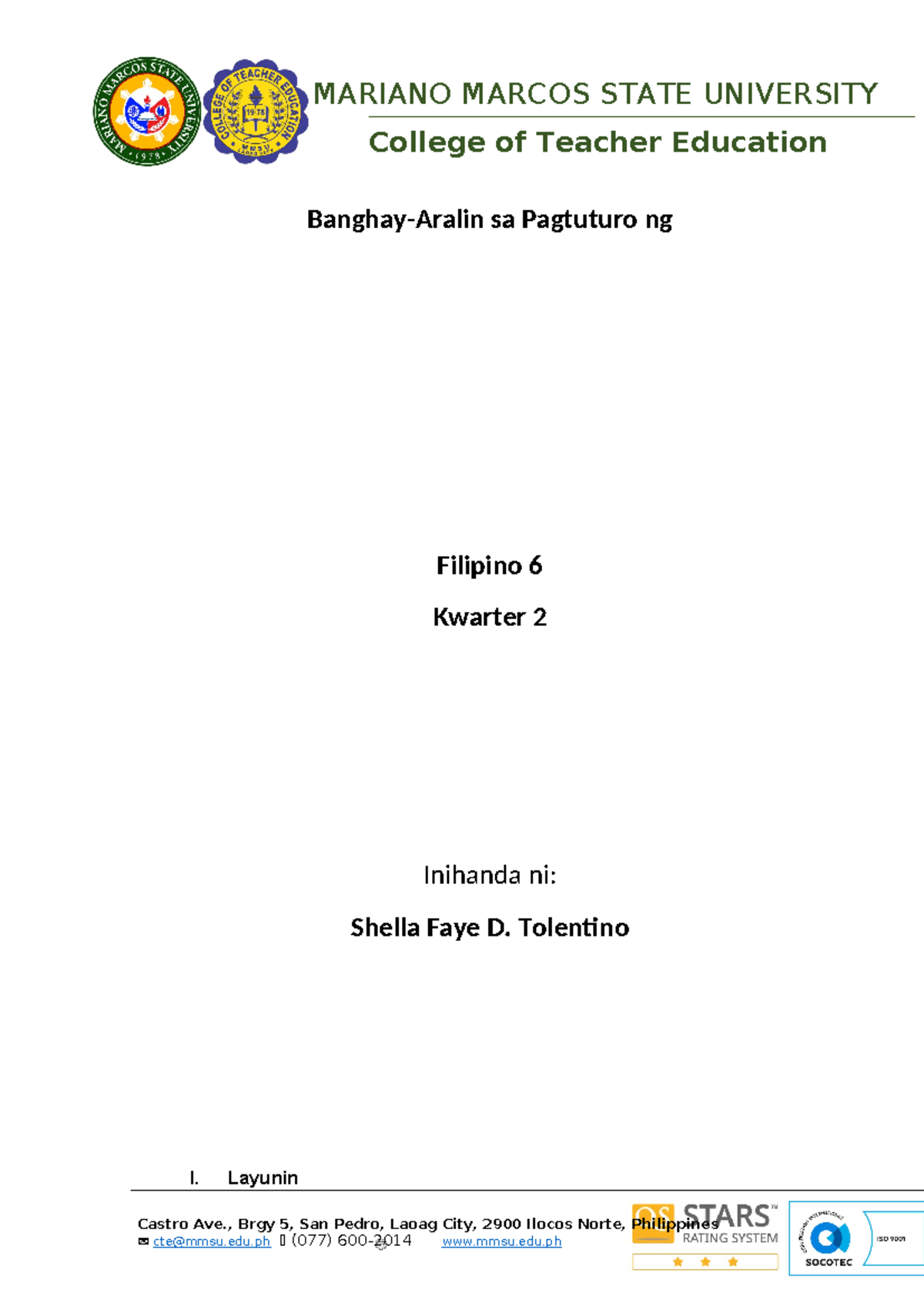 Araling Panlipunan-DLP- Tolentino- Shella-FAYE - College of Teacher ...