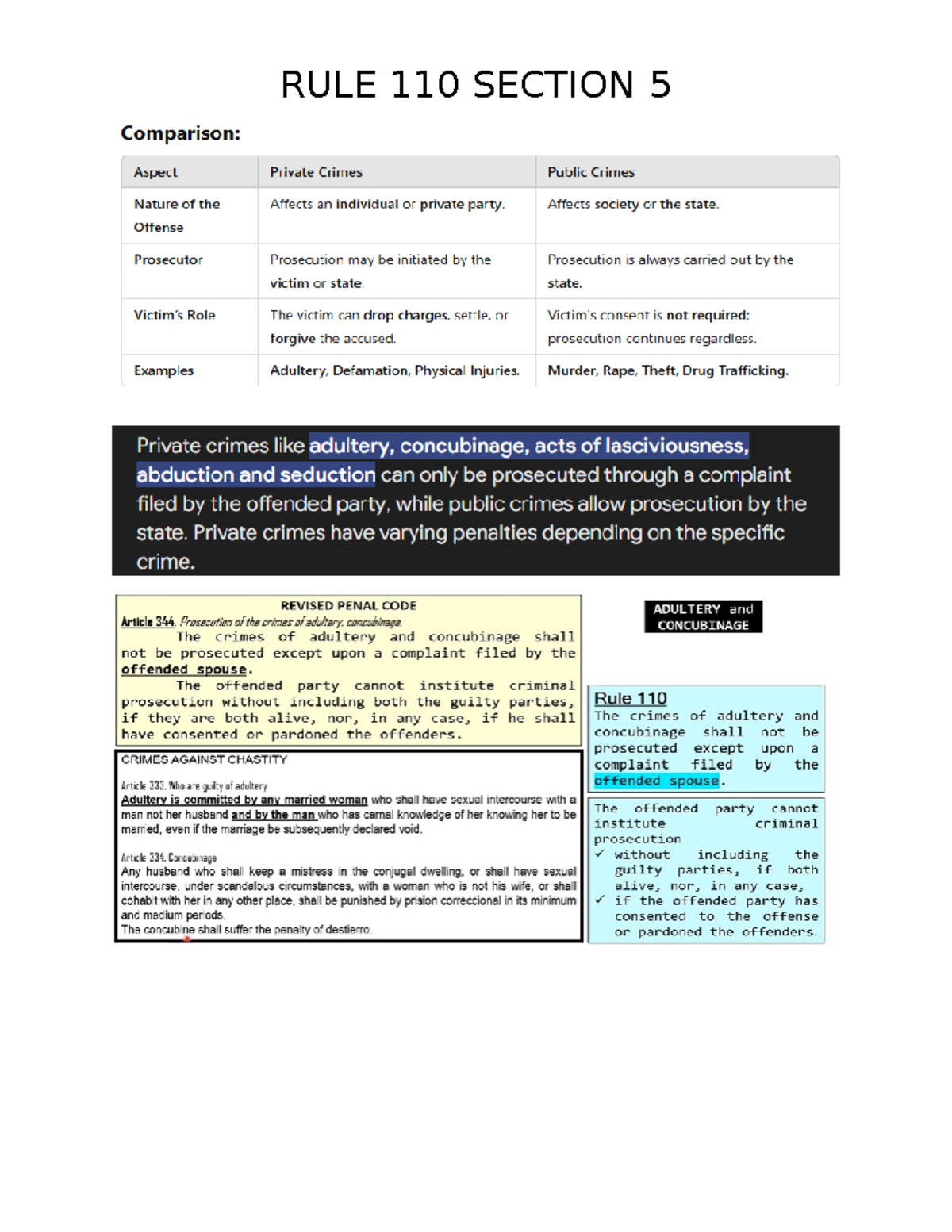 RULE 110 Section 5 - rule 110 - RULE 110 SECTION Case Scenario: Facts: Juan and Maria are ...