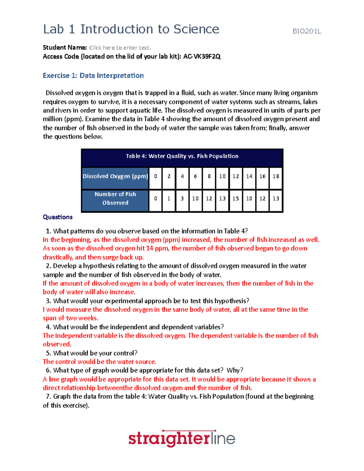 Lab 1 Upload Document - Student Name: Click here to enter text. Access Code (located on the lid ...