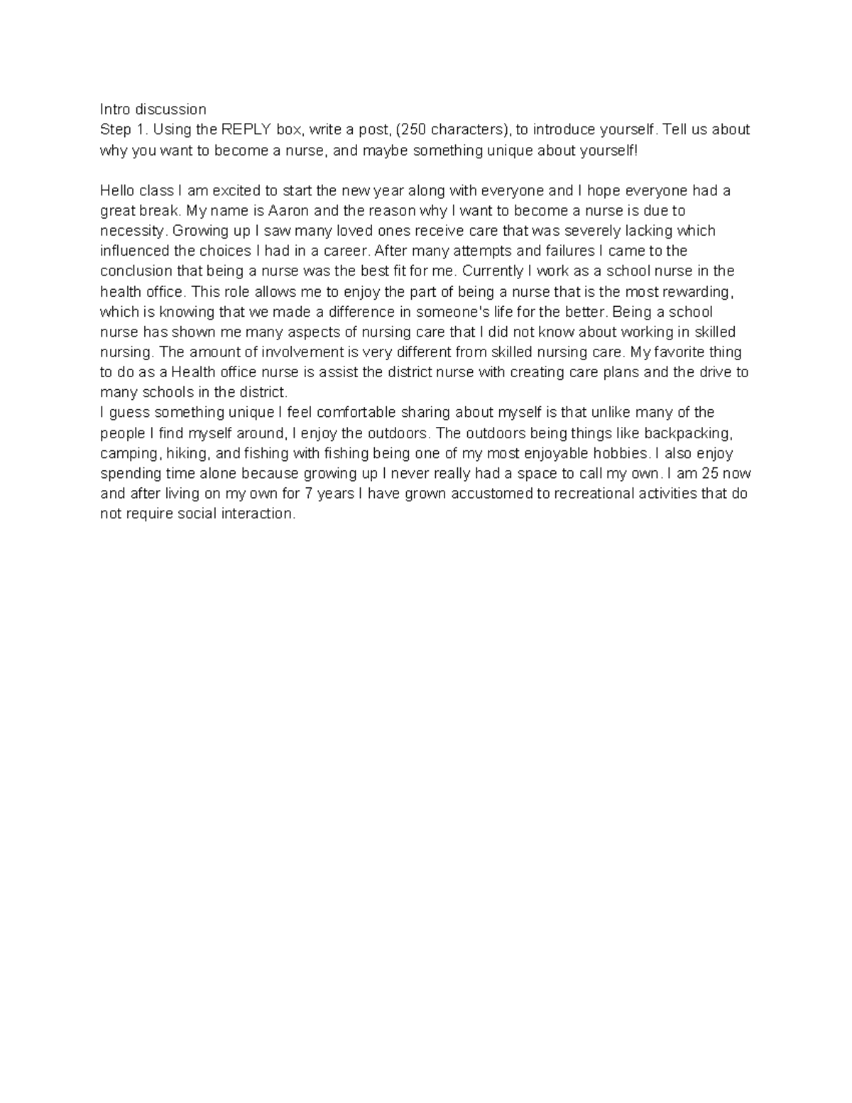 Intro discussion - notes - Intro discussion Step 1. Using the REPLY box ...