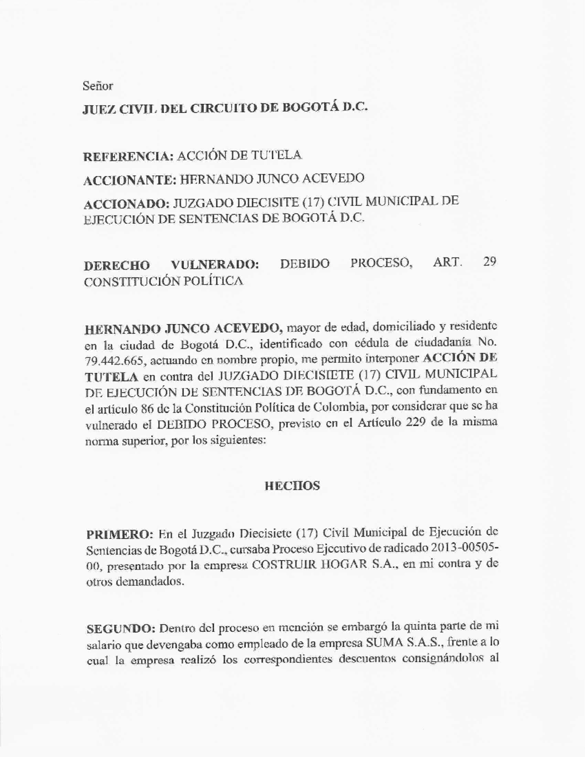 Tutela - 103 - Derecho Administrativo Colombiano - Studocu