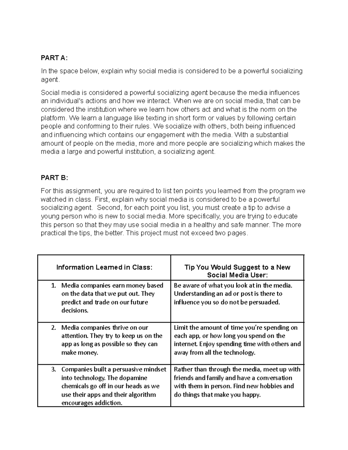 Sociology and Social Media Assignment- Avery - PART A: In the space ...