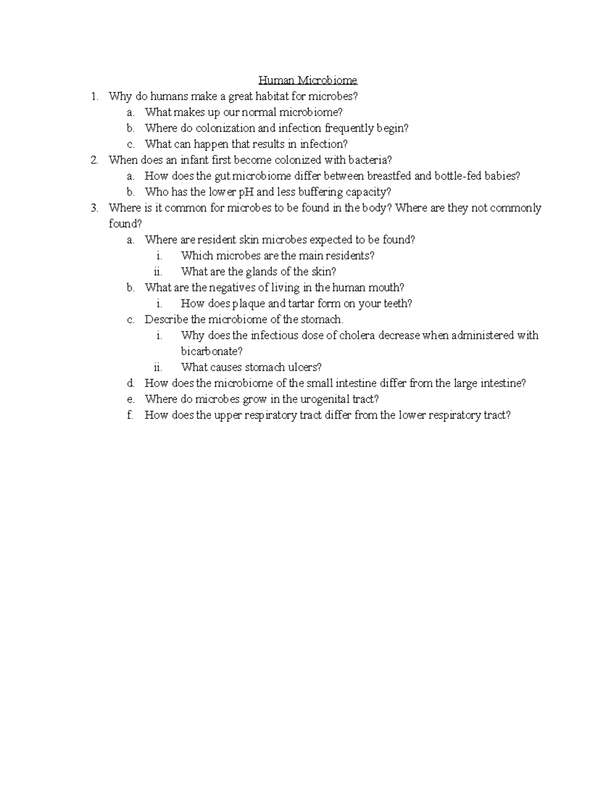 Human Microbiome Practice Questions - Human Microbiome Why do humans ...
