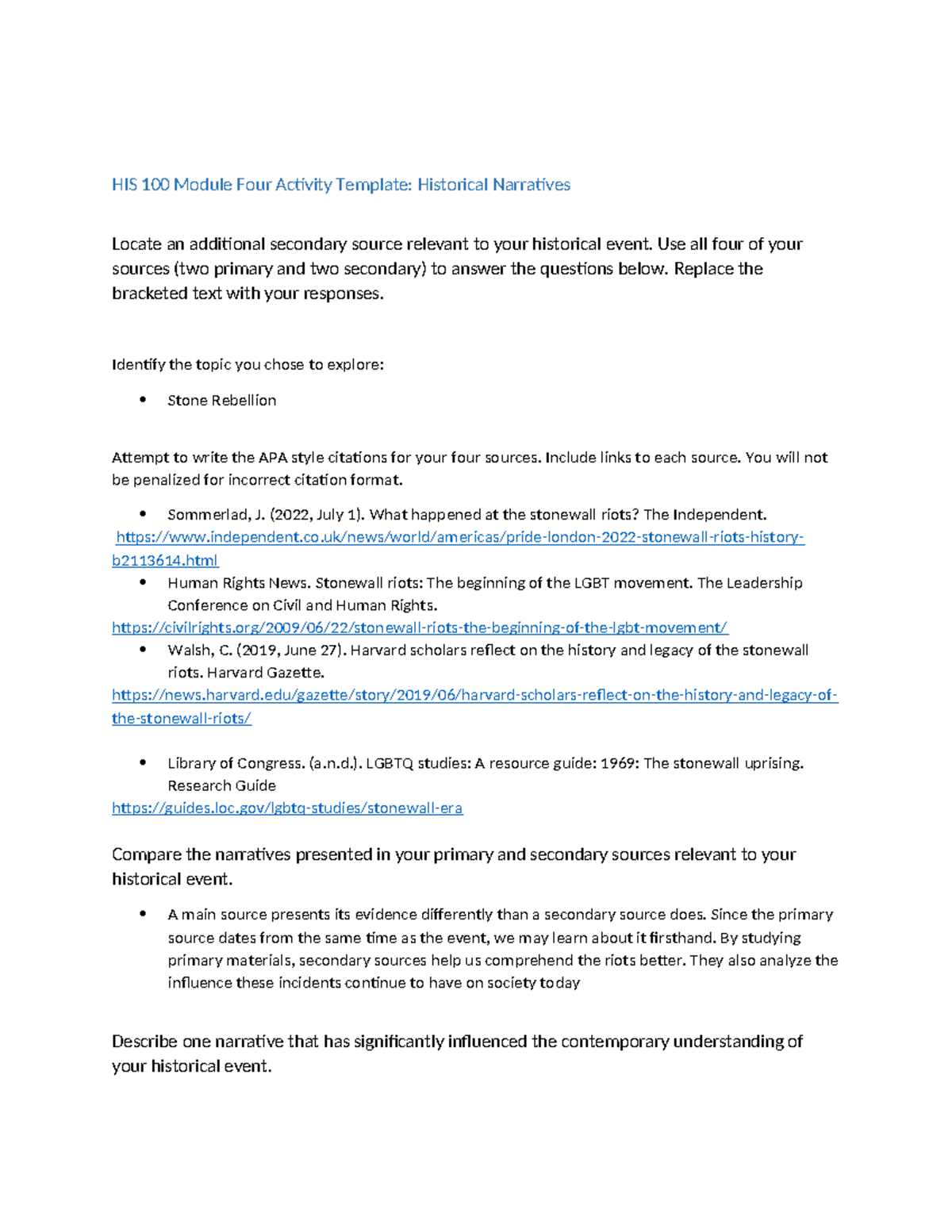 His100m4-2 - module 4 work - HIS 100 Module Four Activity Template ...