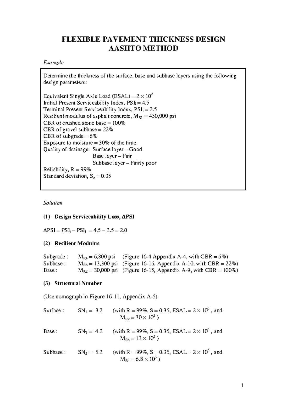 Flexible Pavement Thickness Design ( Aastho) - FLEXIBLE PAVEMENT ...