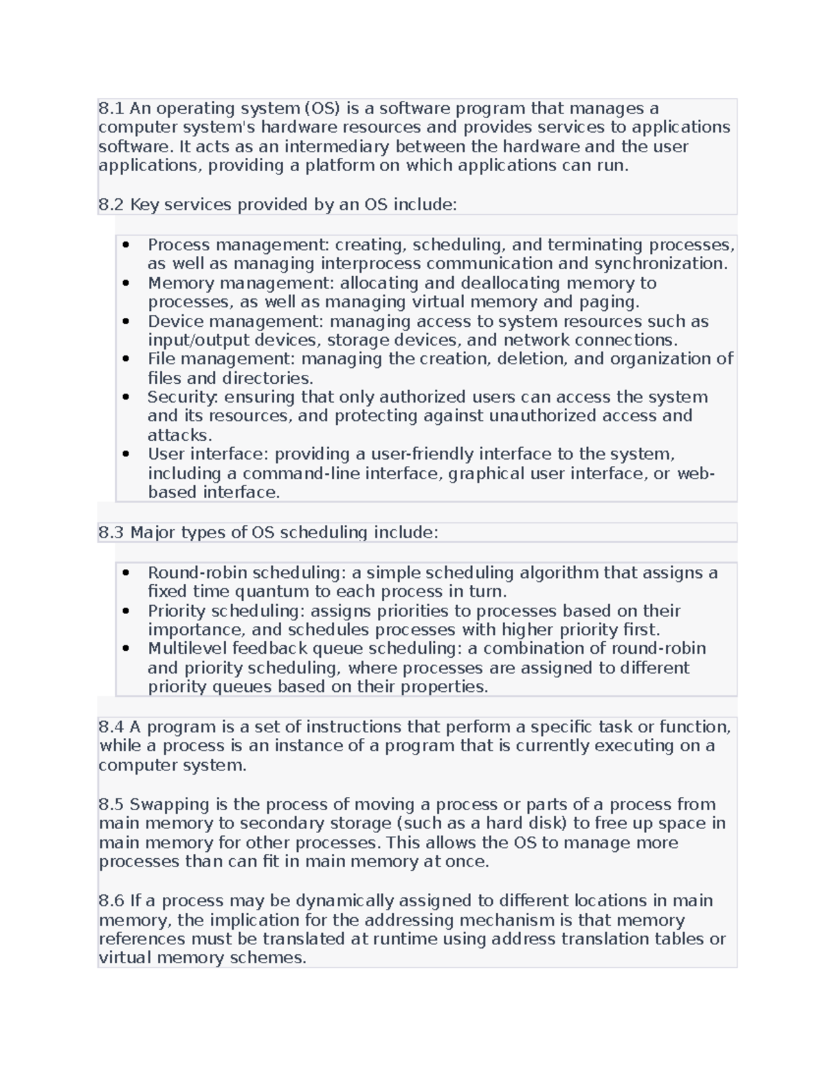 Chapter 8 - dfsaf - 8 An operating system (OS) is a software program ...