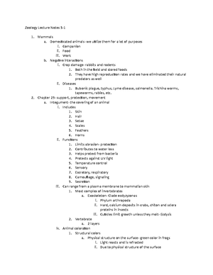 Lecture Notes 1-21 - Introduction to zoology - Lecture Notes 1. Intro ...