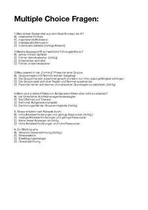 Multiple Choice Klausur - Mulitplechoice-Fragen zu Einführung in die ...