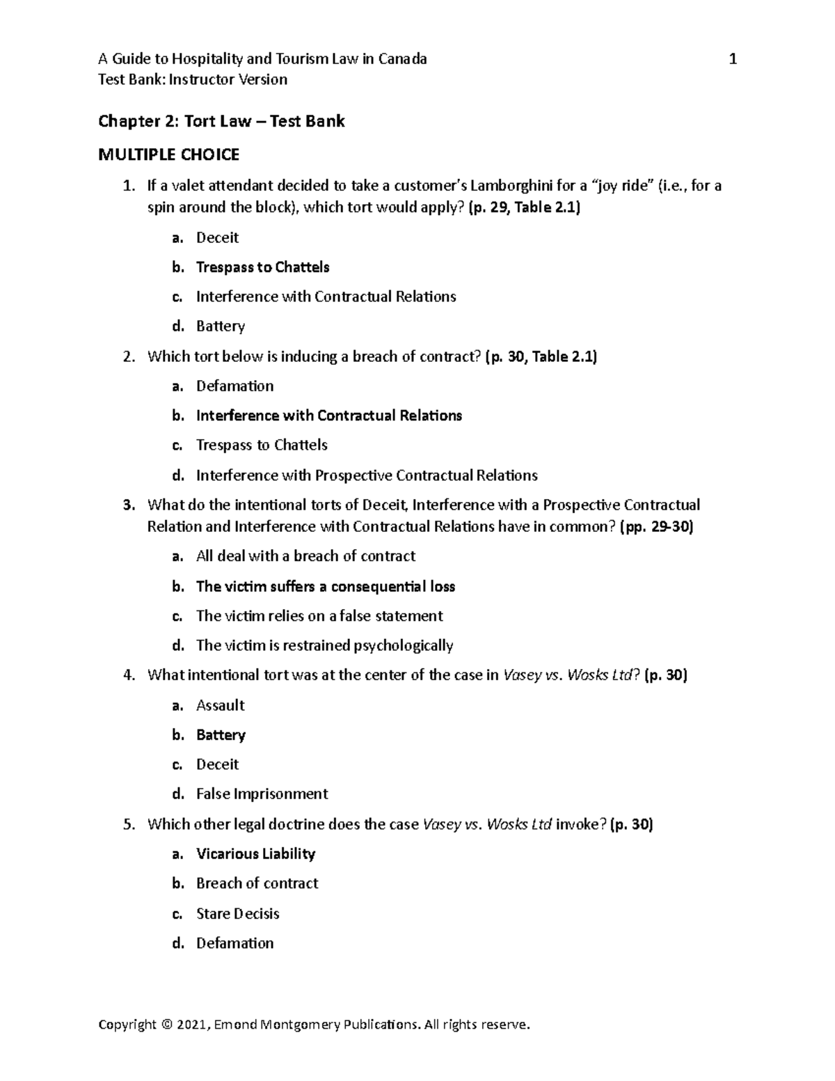 Hospitality-02-i - Chapter questions and answers. - Test Bank ...