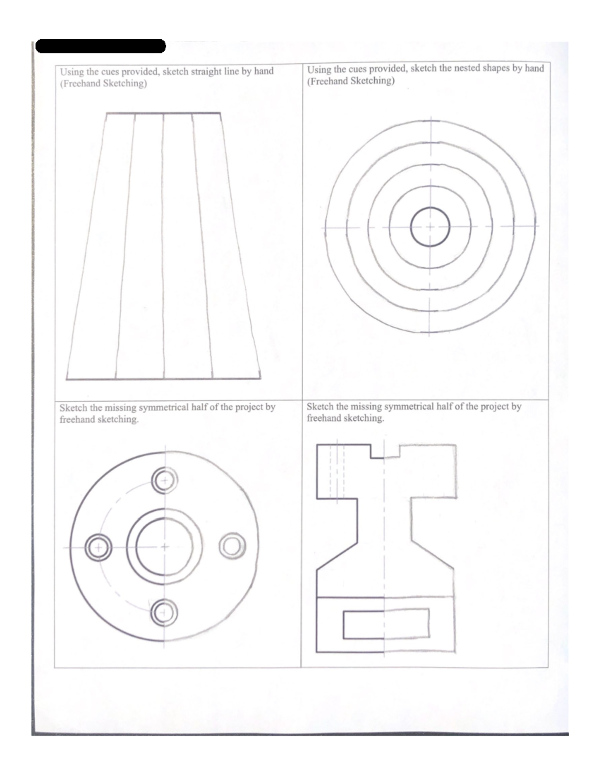 Drawing assignment 1 viscom - Using the cues provided, sketch straight ...