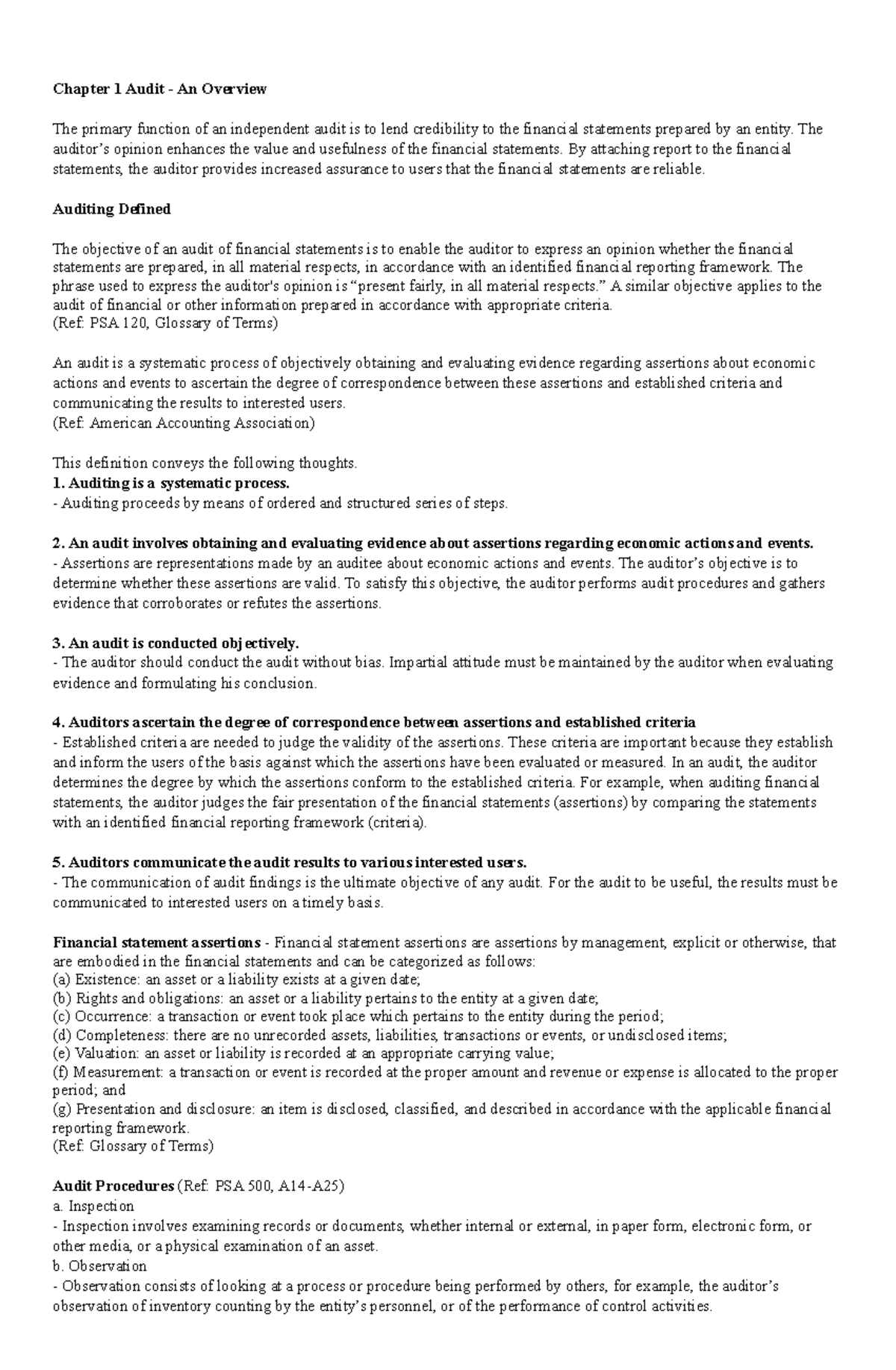 Audit-An-Overview - lecture notes audit an overview - Chapter 1 Audit ...