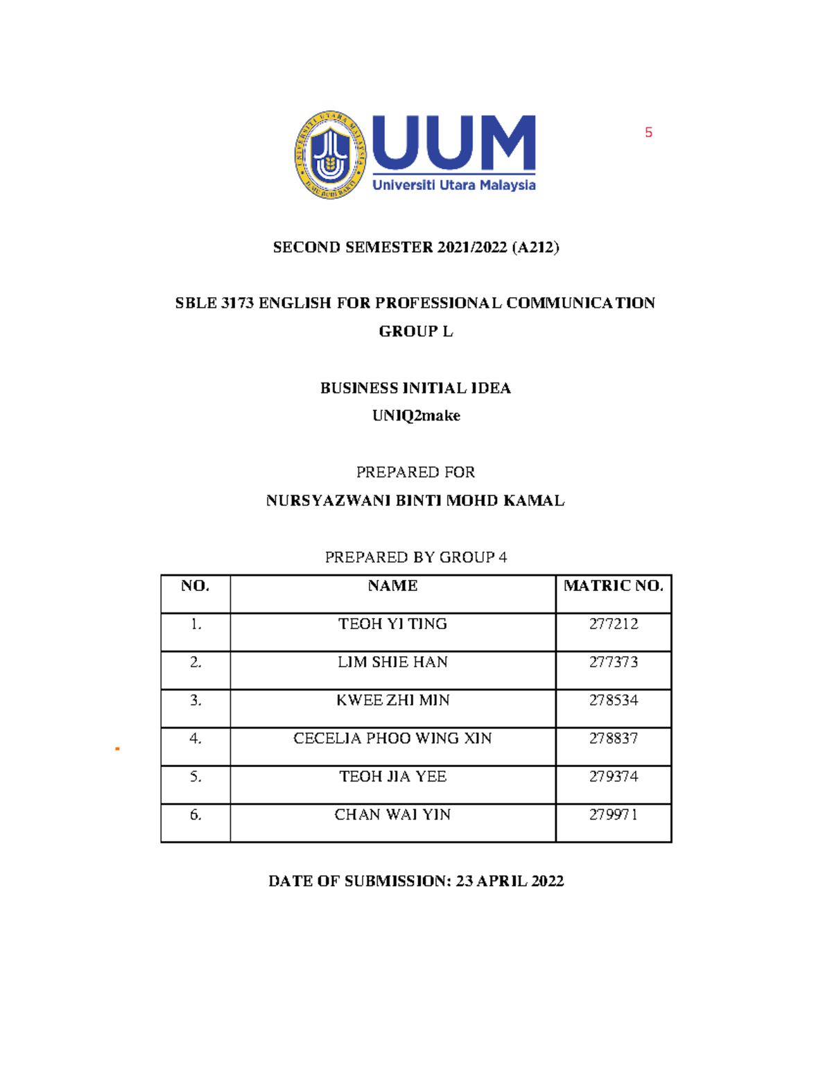English Professional Language (L)-Group 4 - SECOND SEMESTER 2021/2022 ...