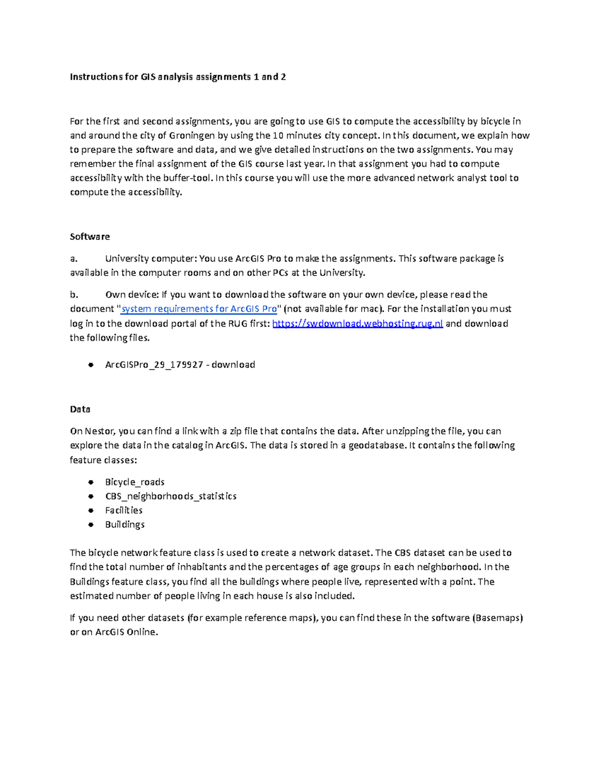 Instructions GIS 2022 - Instructions for GIS analysis assignments 1 and ...