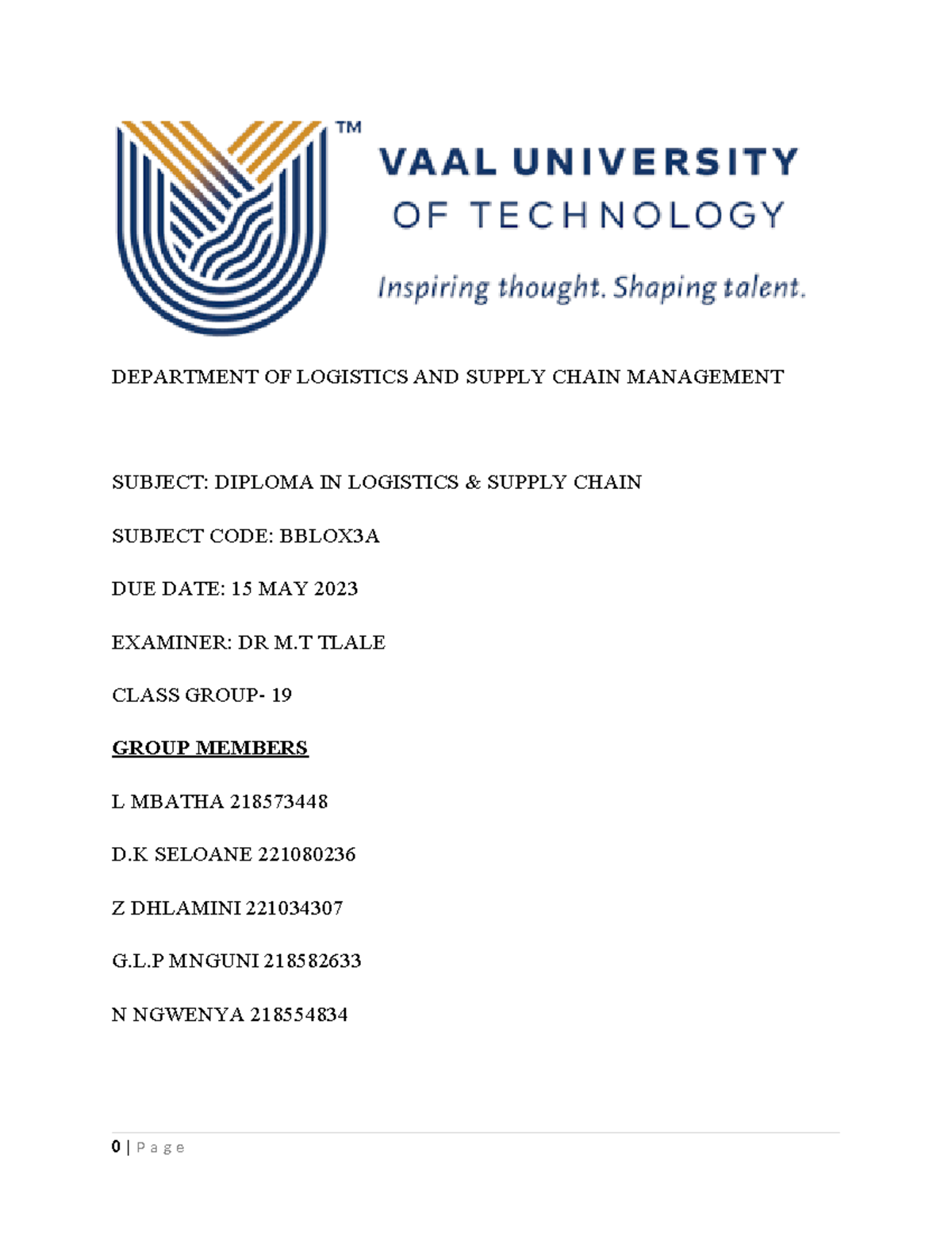 Department OF Logistics AND Supply Chain Management-1-2 - DEPARTMENT OF ...