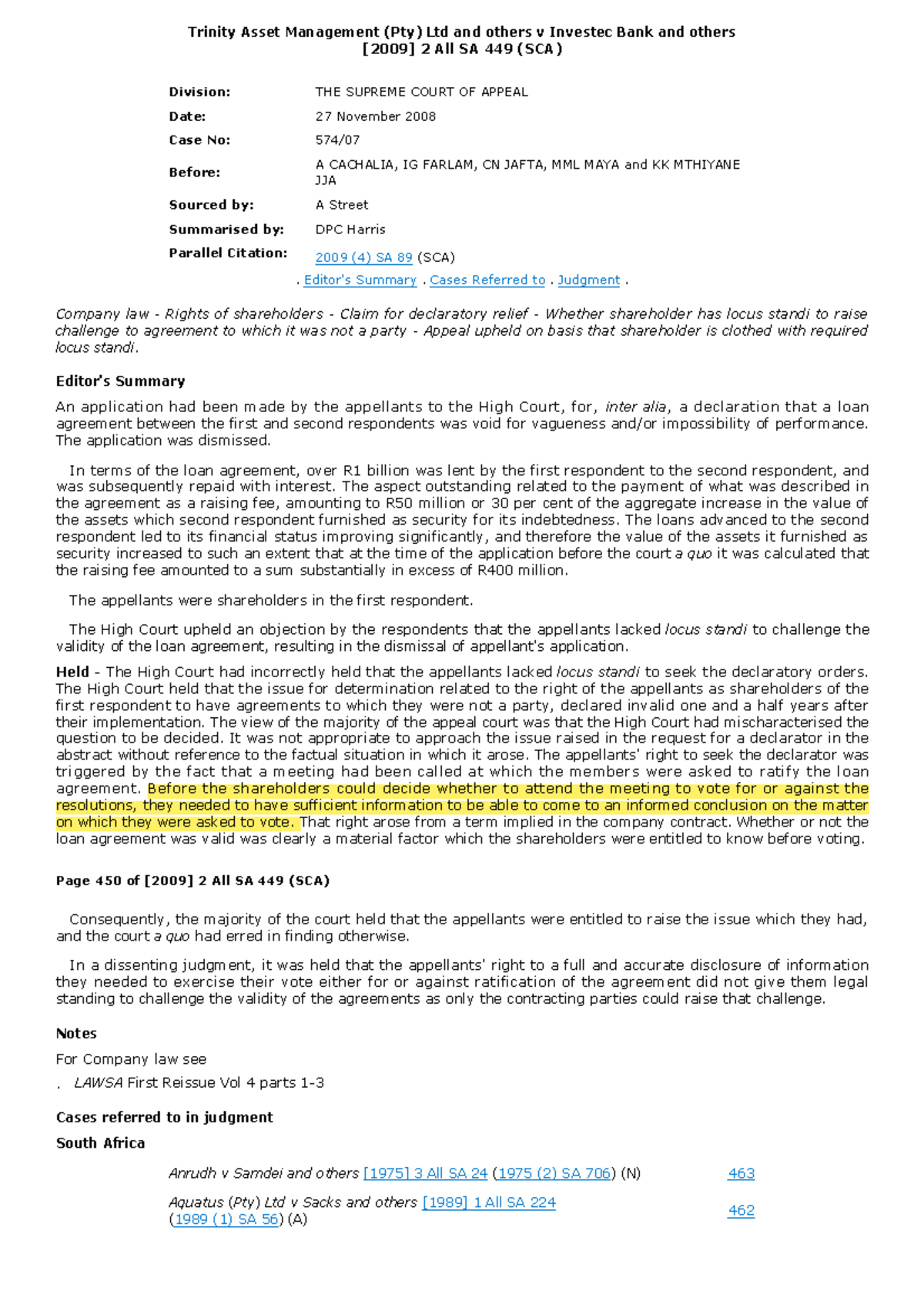 Trinity Asset Management (Pty) Ltd and others v Investec Bank and ...