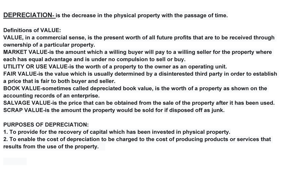 Depreciation-1 - Engineering Economics - DEPRECIATION- is the decrease ...