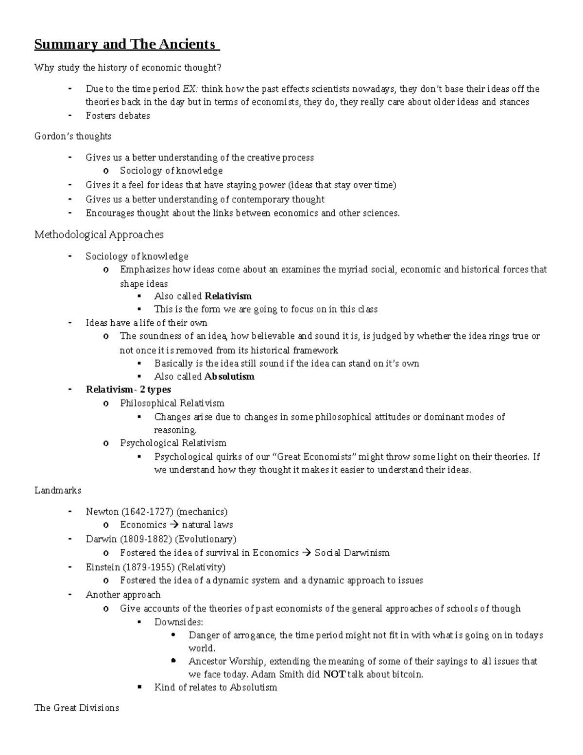 All Class Notes - Summary and The Ancients Why study the history of ...