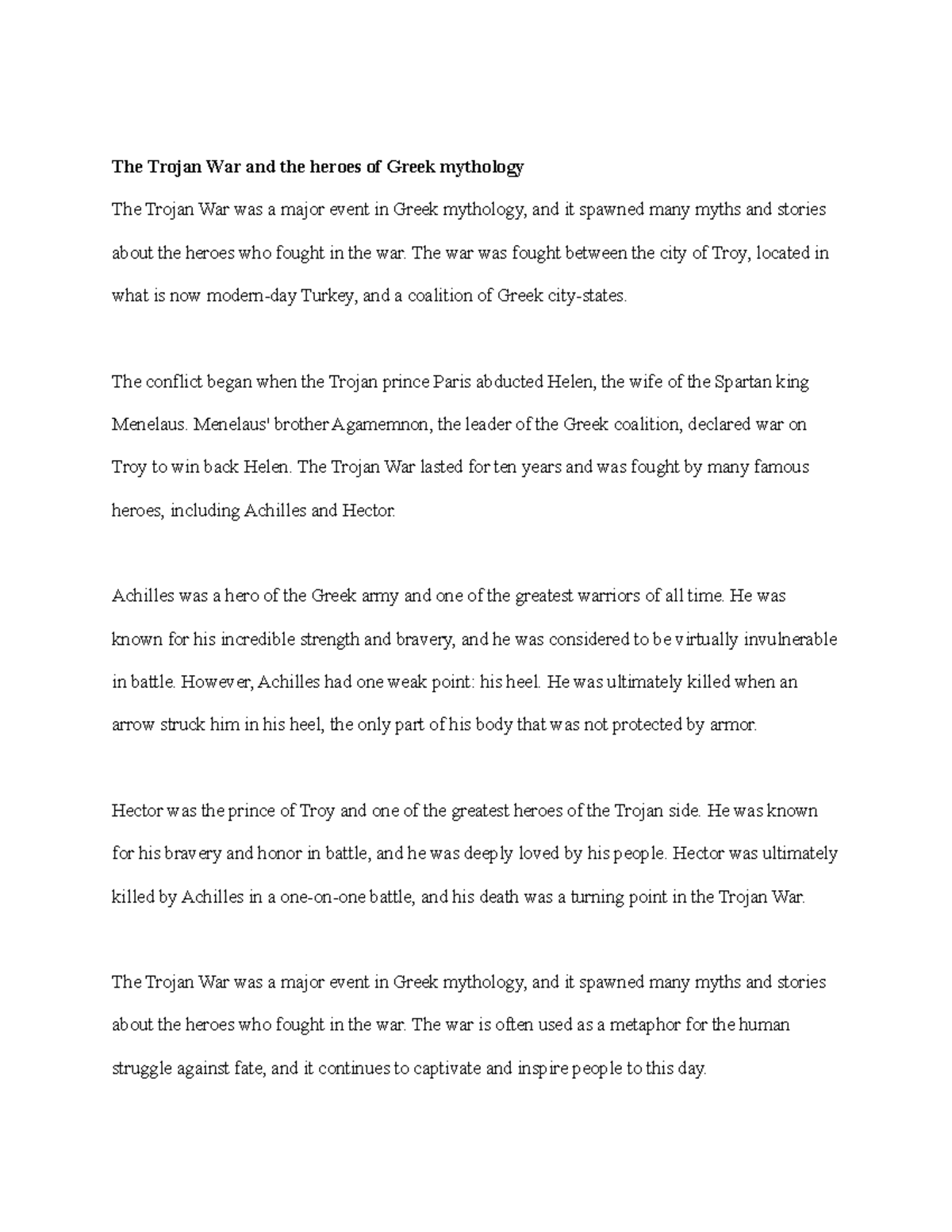 The Trojan War and Greek Heroes - The Trojan War and the heroes of ...