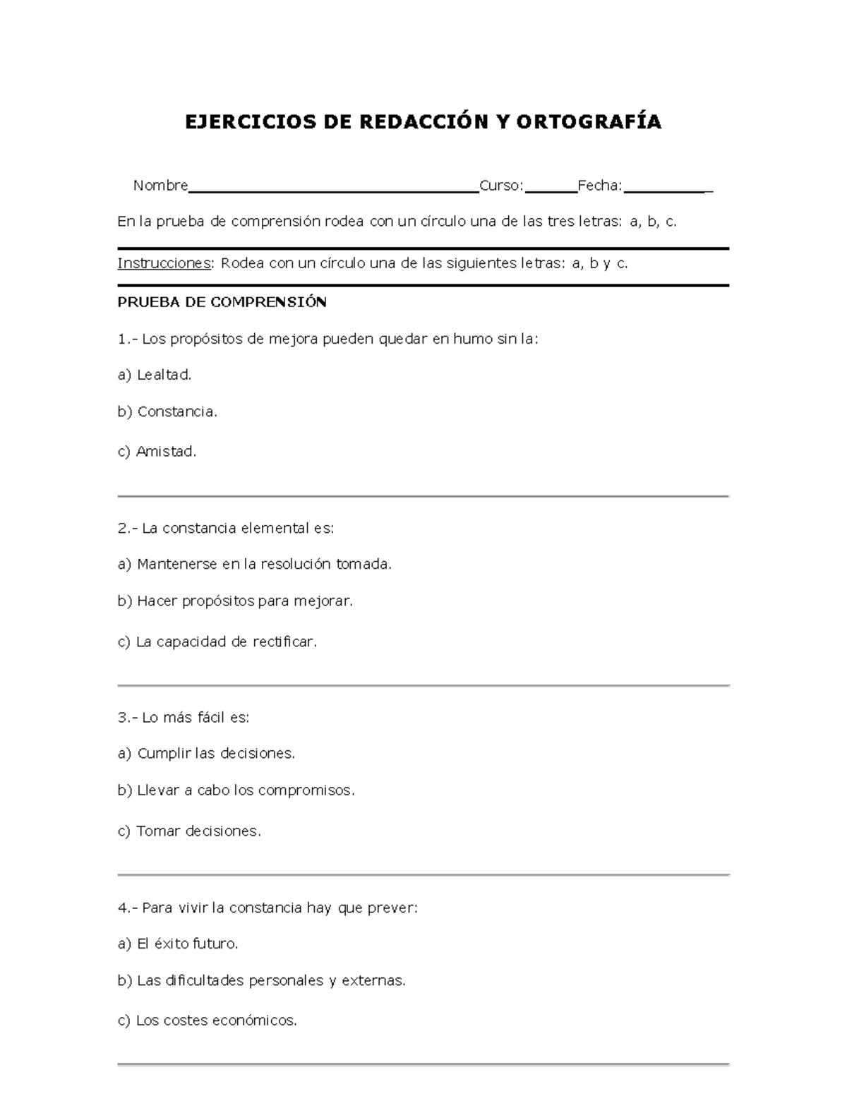 DOC-20230607-WA0007 - Ejercicios de redacción - EJERCICIOS DE REDACCI”N Y ORTOGRAFÕA Nombre ...
