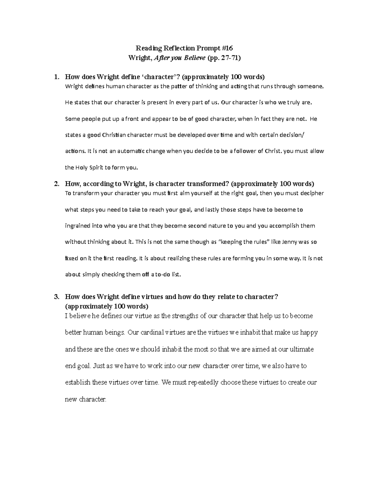 Reading Reflection Prompts #16 - Wright, After you Believe (pp. 27-71 ...