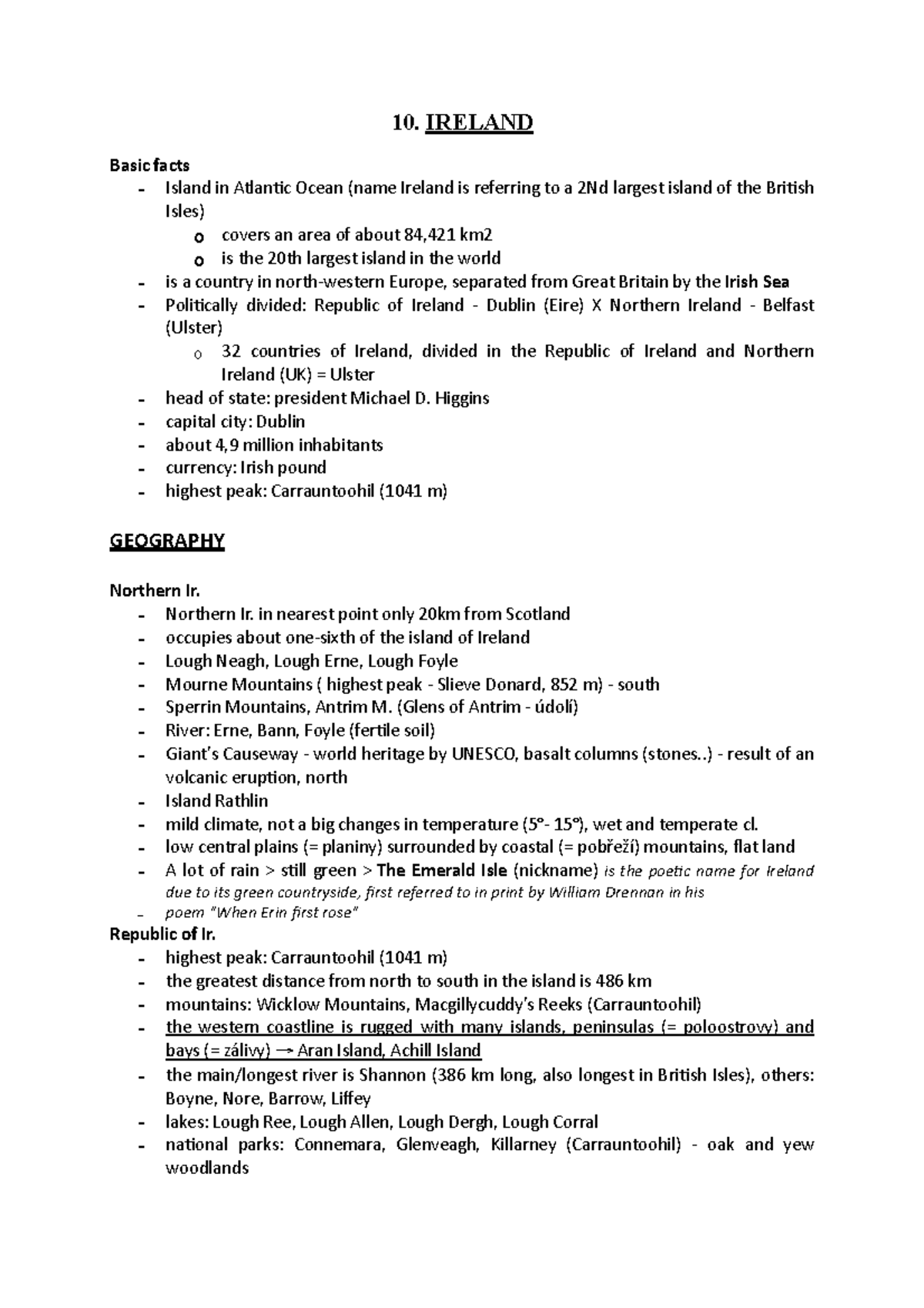 10 Ireland - mq nic - 10. IRELAND Basic facts - Island in Atlan+c Ocean ...