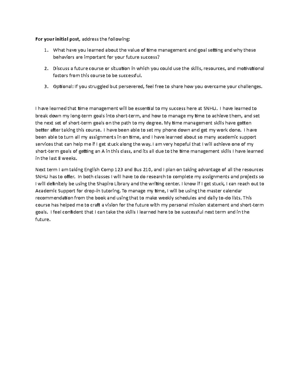 Module 8 Discussion POST - For your initial post, address the following ...