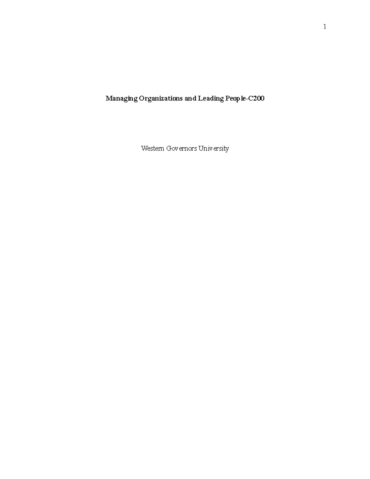 C200 Task 2 - course work - Managing Organizations and Leading People-C ...