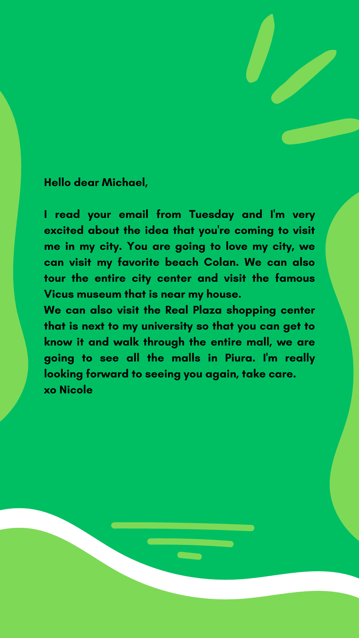 S09 inglés II - Hello dear Michael, I read your email from Tuesday and ...