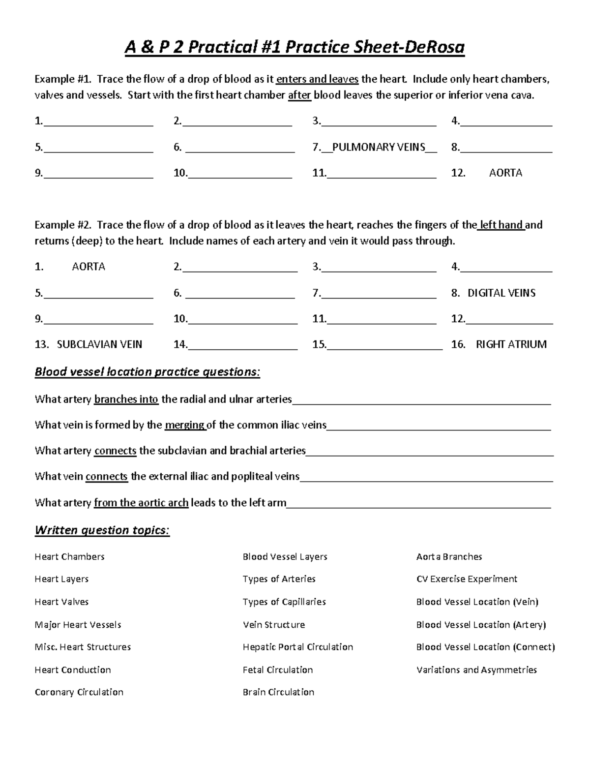 A&P 2 Practical 1 Written Question Review - A P 2 Practical Practice ...