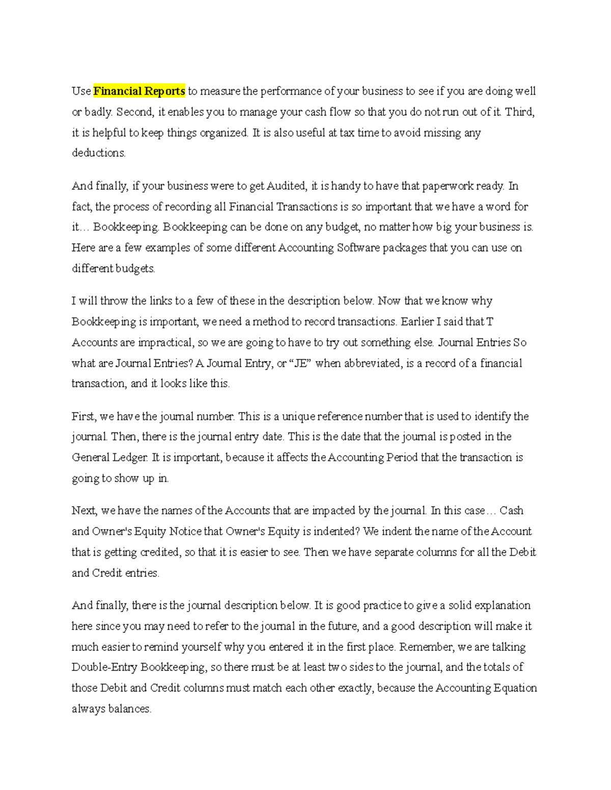 Intermediate Accounting Script FOR Final Output - Use Financial Reports ...