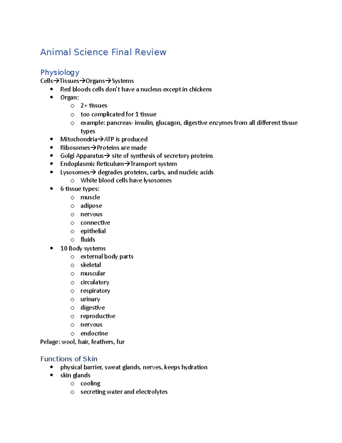 Animal Science 212 Midterm Review - Animal Science Final Review ...