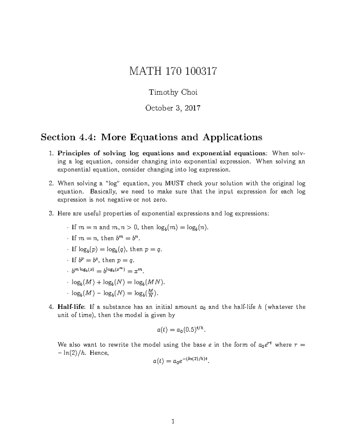 Math170 100317 - Lecture notes 1 - MATH 170 100317 Timothy Choi October ...