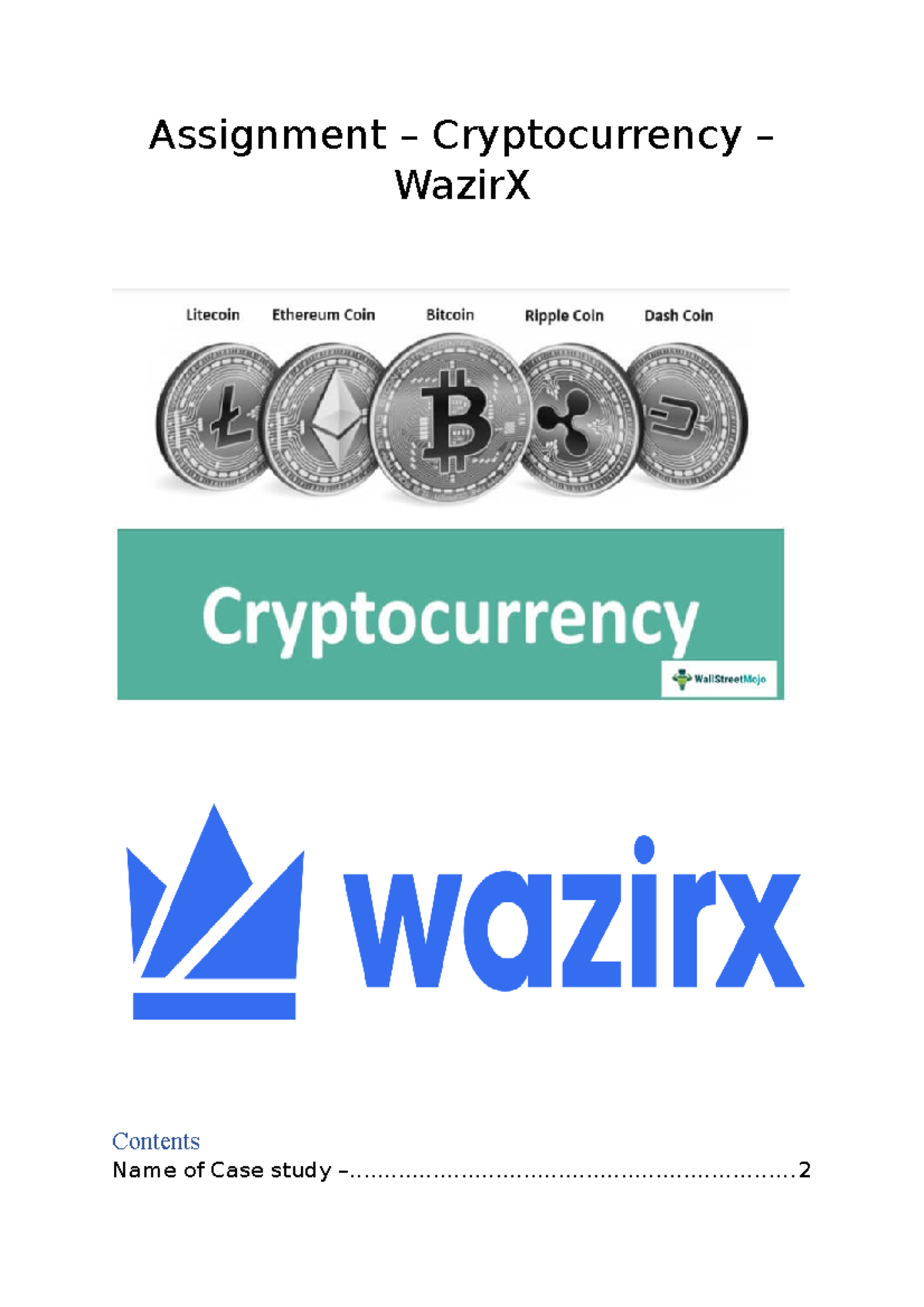 Cryptocurrency - Wazirx - Assignment – Cryptocurrency – WazirX Contents ...