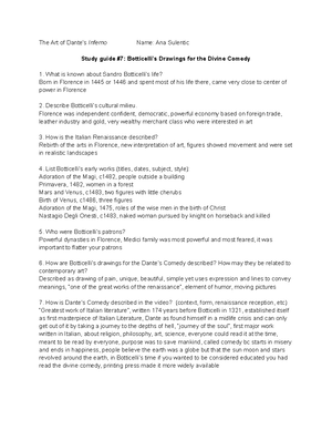 Dante's Inferno Midterm Study Guide - The Art of Dante’s Inferno Ana ...