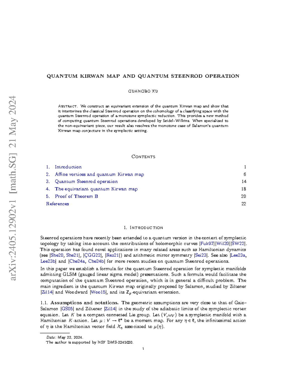 2405 - Quantum Kirwan map and quantum Steenrod operation by Guangbo Xu ...