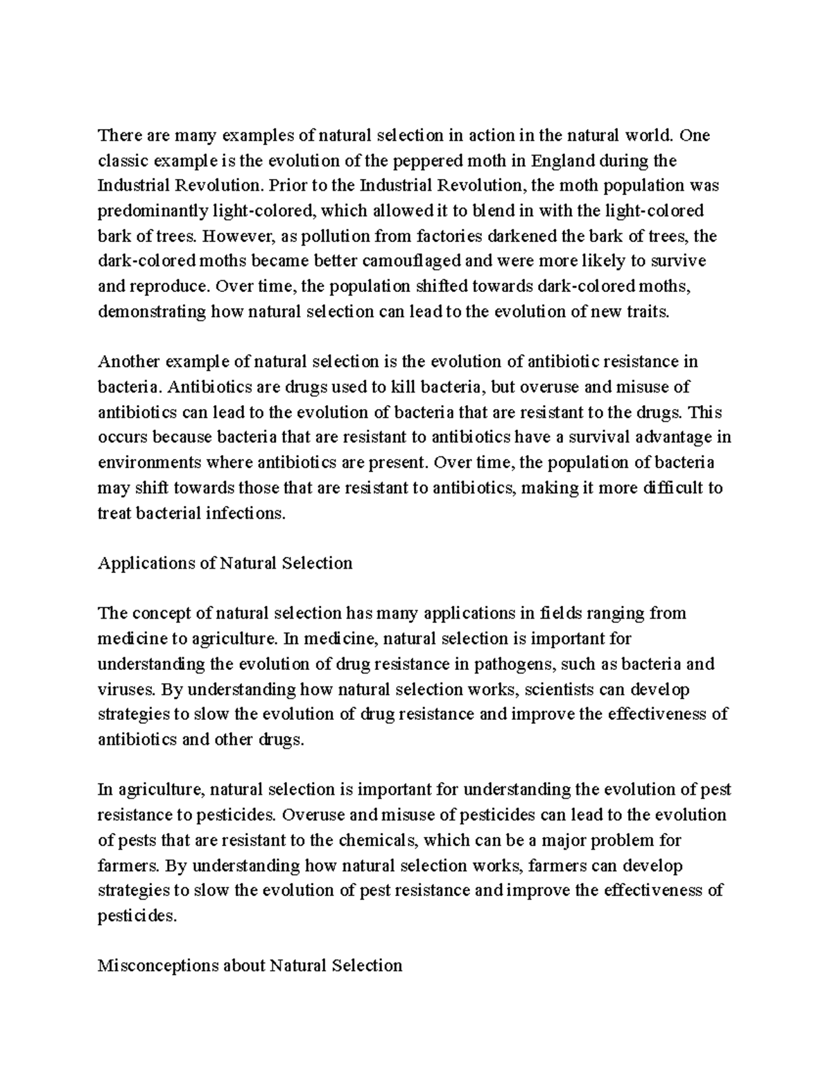 Natural Selection Notes 2 Google Docs There Are Many Examples Of