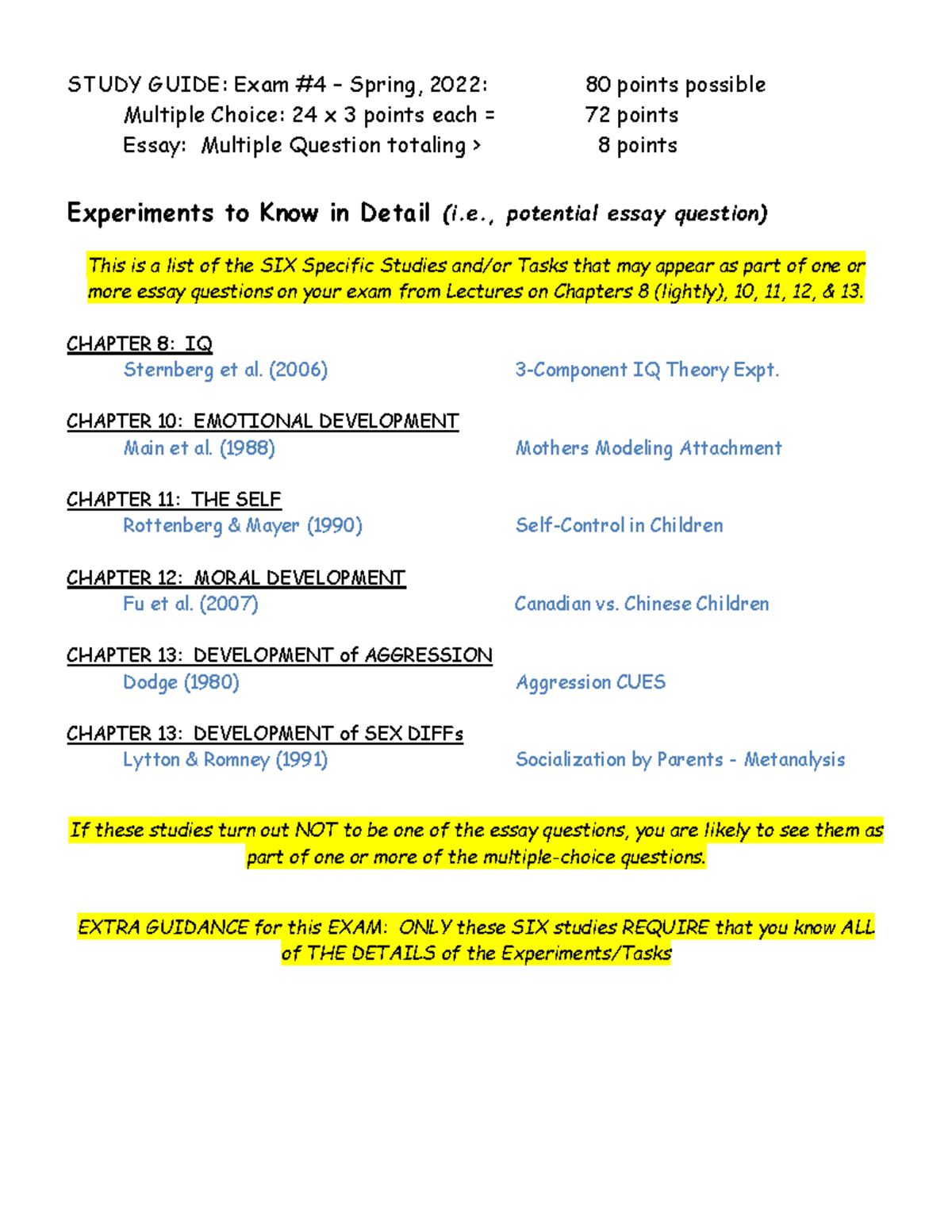DEV Guide Exam 4 - STUDY GUIDE: Exam #4 – Spring, 2022: 80 points ...