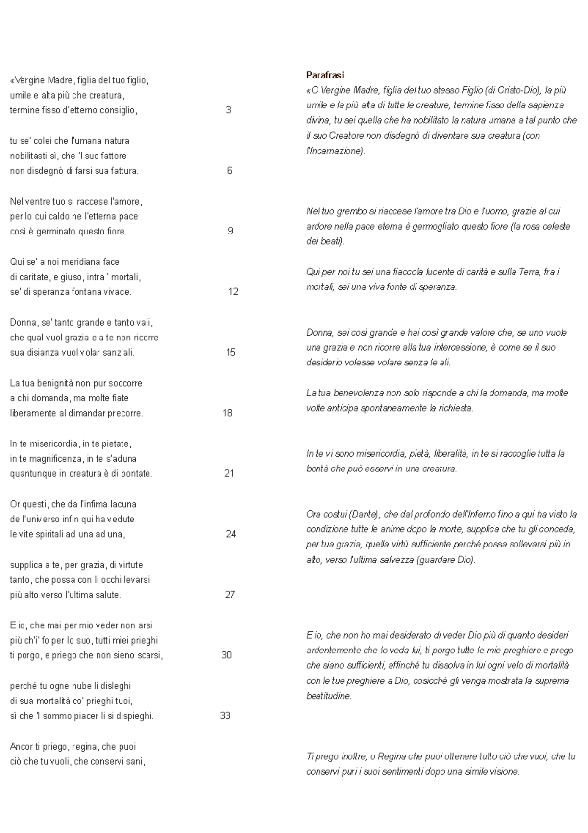 Canto 33 paradiso - «Vergine Madre, figlia del tuo figlio, umile e alta ...