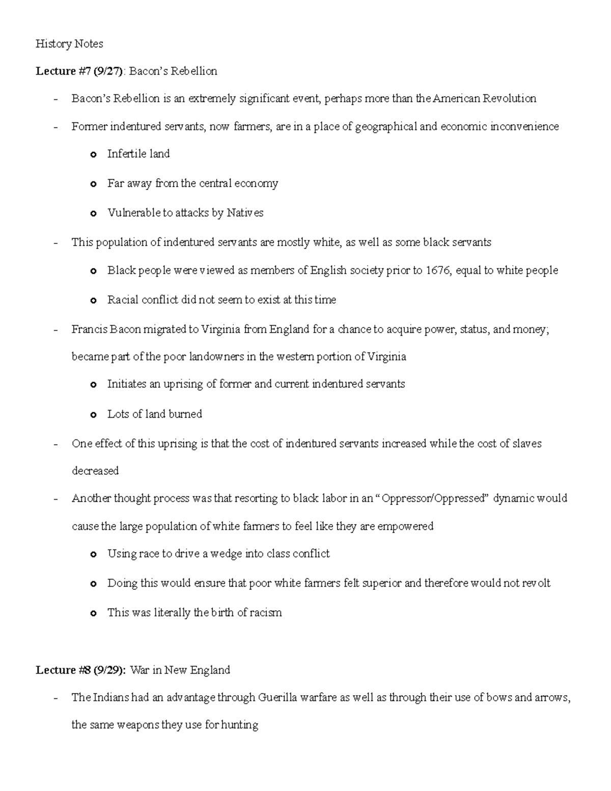 History 1310 notes - TXST HIST 1320 - History Notes Lecture #7 (9/27 ...