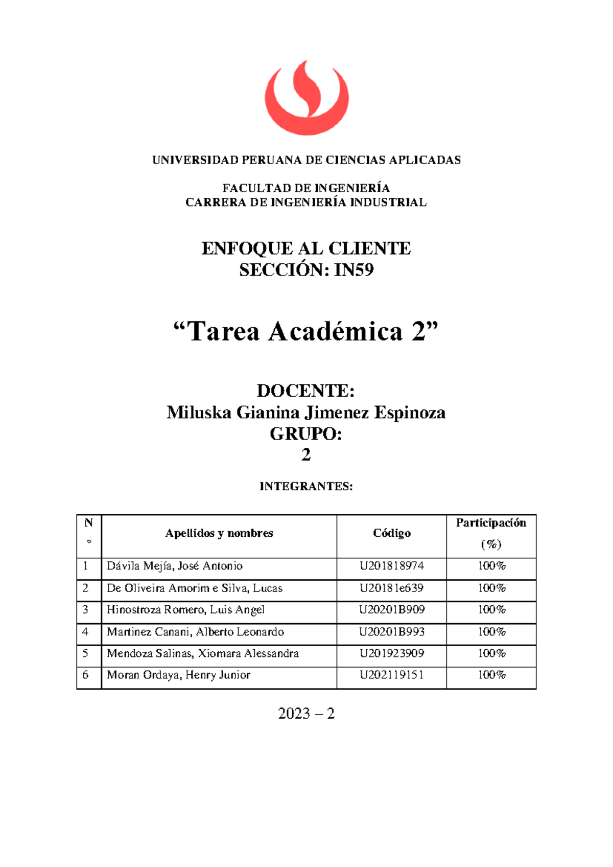 TA2 - G2 - Tarrea academica 2 - UNIVERSIDAD PERUANA DE CIENCIAS ...