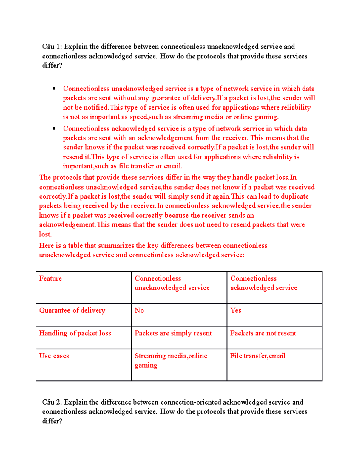 3 On tap NWC203c Sum23 - asda - Câu 1: Explain the difference between ...