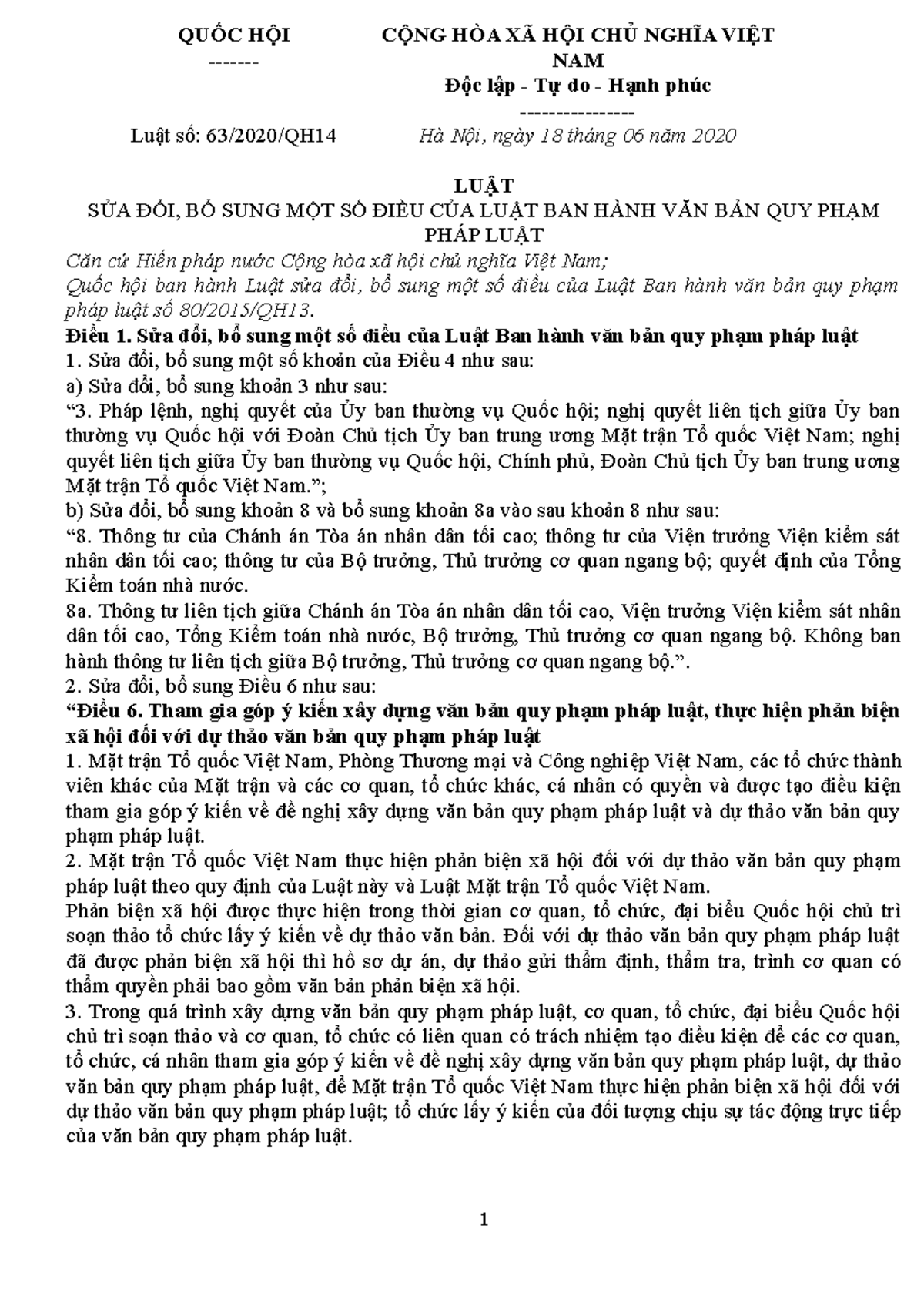 LUẬT BHVB QPPL 2020 sđbs - QUỐC HỘI - CỘNG HÒA XÃ HỘI CHỦ NGHĨA VIỆT ...