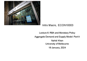Microsoft Power Point - L4 ECON10003 Summer 2024 - Intro Macro, ECON10003Lecture 4 ...