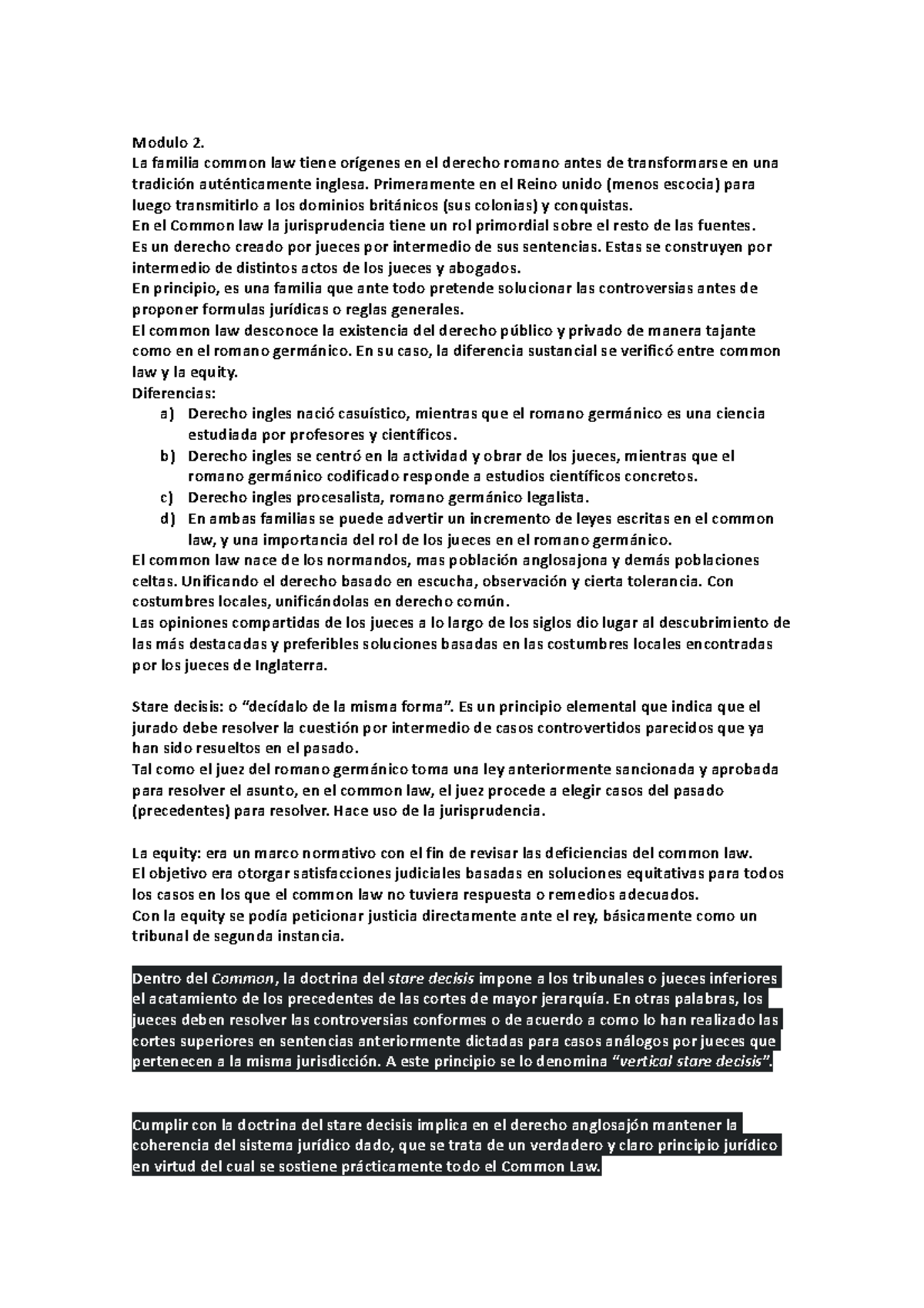 Comtempo Modulo 2 - asdasdsa - Modulo 2. La familia common law tiene ...