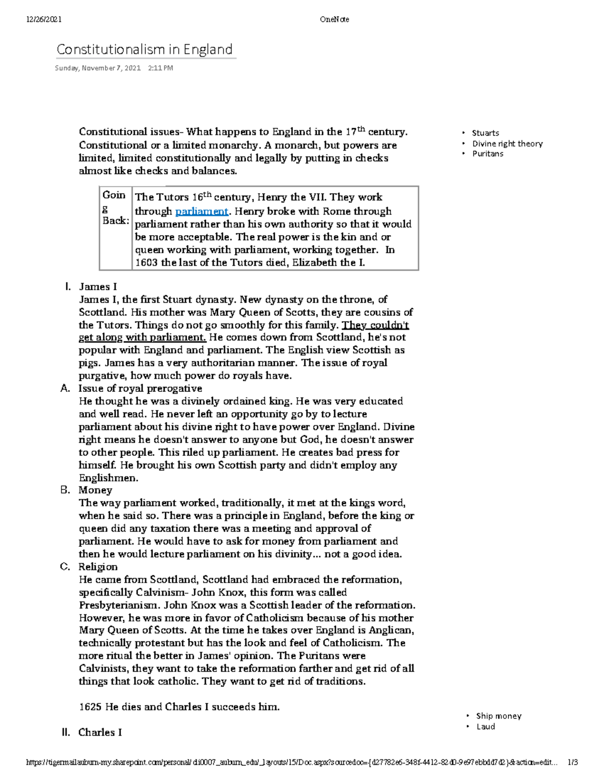 Constitutionalism in England World History 1010 Dr. Bohanan Lecture ...